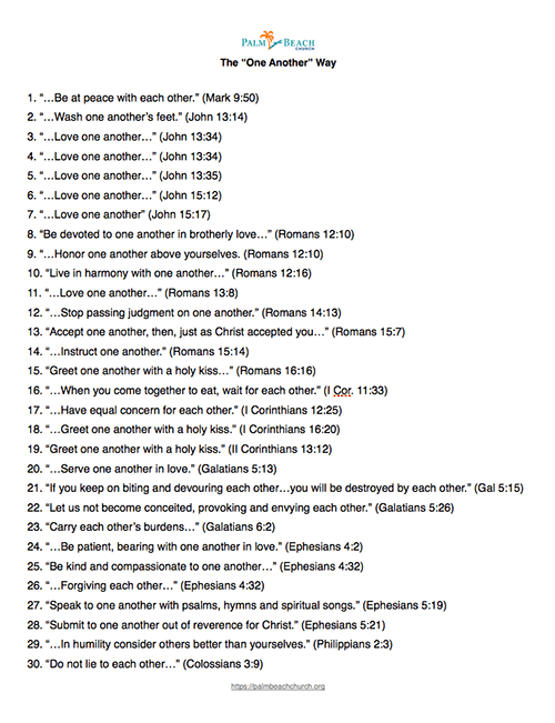 The "One Another" Way Scriptures | Palm Beach Church